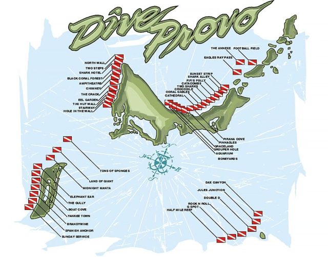 Turks and Caicos Dive Map for Dive Sites | Dive Provo